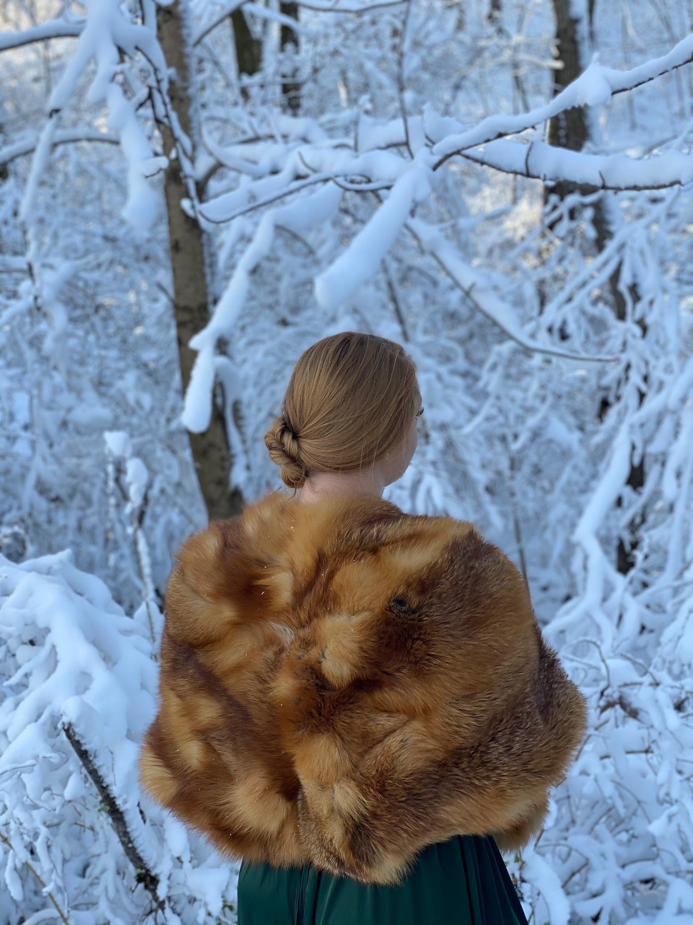 Authentic Fox Stole, Fox cape, Fox cape, real fox, Fox Wrap, Fox Fur ...